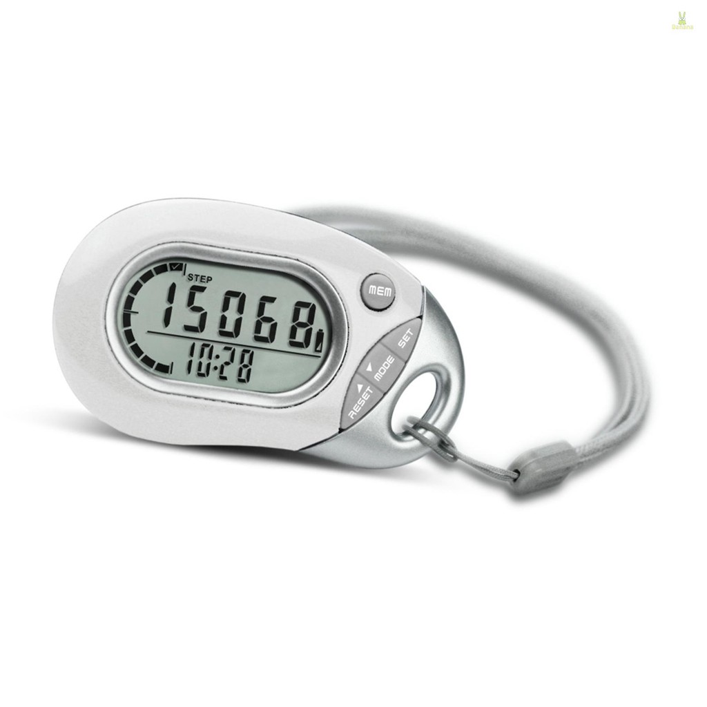 3D Motion Sensor Pedometer Step Counter with Lanyard 7-Day Data Storage ...