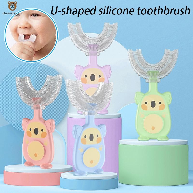 Manual Toothbrush With U Shaped Bristles 360 Degrees Silicone