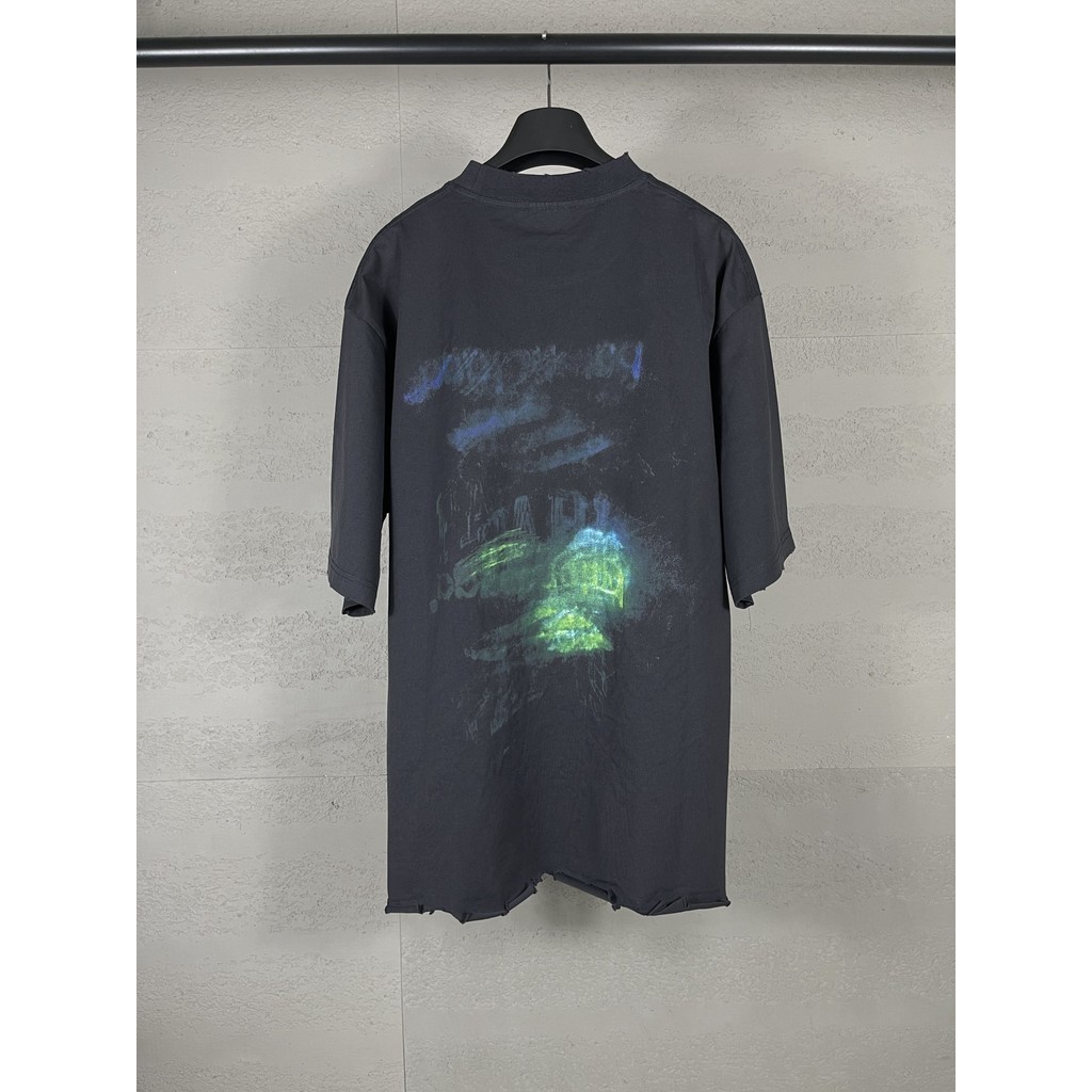 BLCG SS25 Blurry Pattern White Ink Direct Injection Wash Water Fraying ...