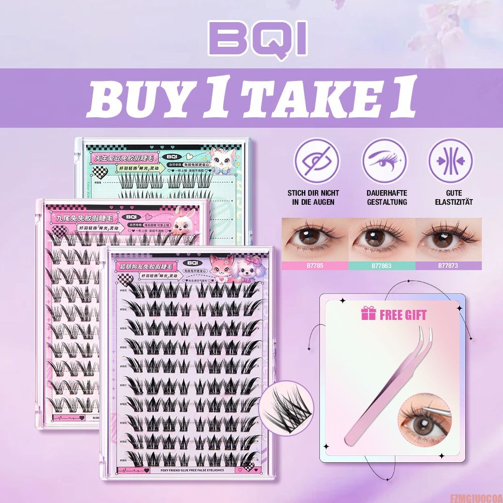[BUY 1 TAKE 1 Gift】BQI False Eyelashes Fox Eye Manga Natural Long Thick ...