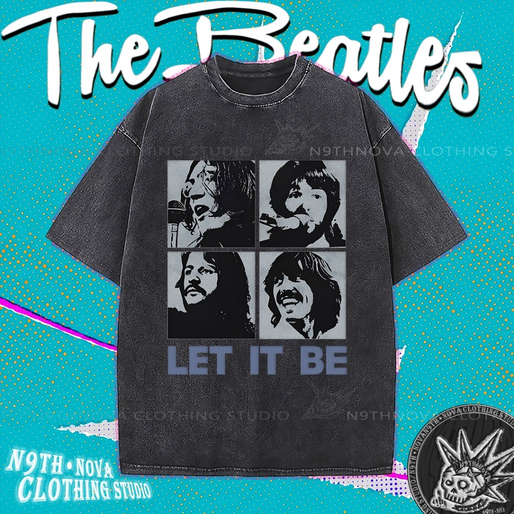 N9THNOVA COD[The Beatles]Band Pure Cotton Washed T-Shirt Classic Retro ...