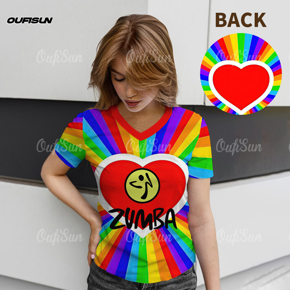 Zumba Women's T-shirt Rainbow T-shirt Zumba Dance Print Women's Fashion ...