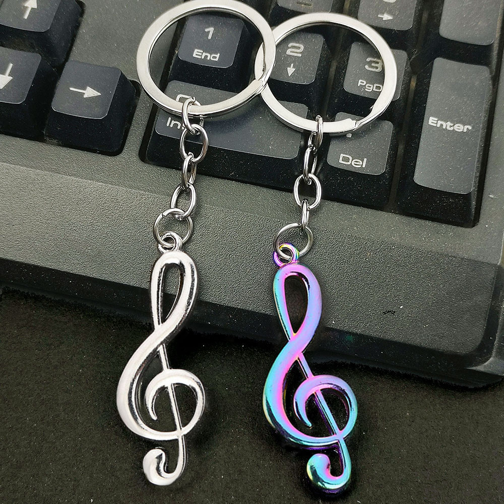Creative Musical Notes Shape Keyrings Funny G Clef Metal Keychains Car ...
