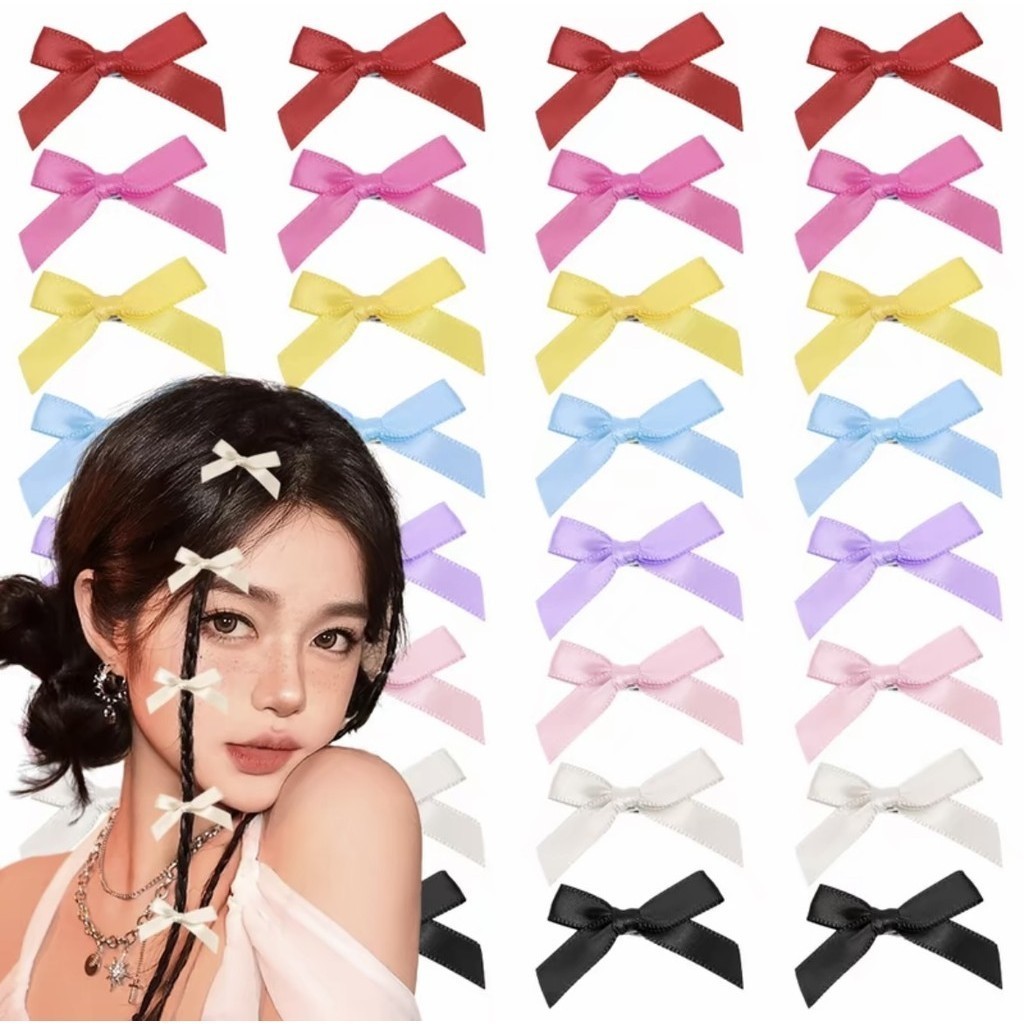 8PCS/set ribbon bow small hairpin ins sweet and cute forehead clip ...