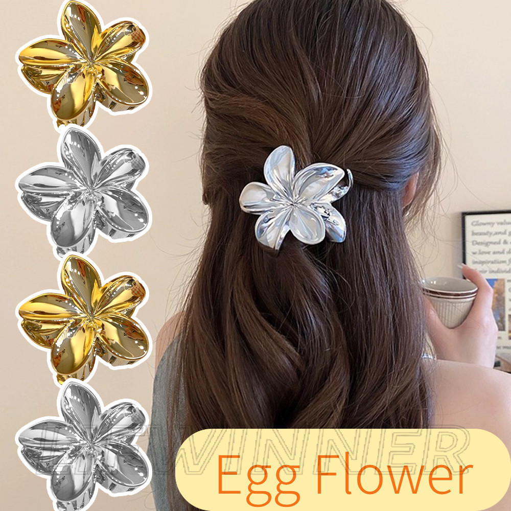 Metal Plumeria Flower Hair Clamp - Fashion, Y2K, Hawaiian Style - For ...