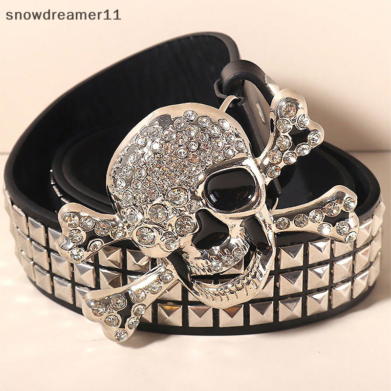 Snph Fashion Gothic Punk Rivet Wide Belt Versatile Hip Pop Skeleton ...