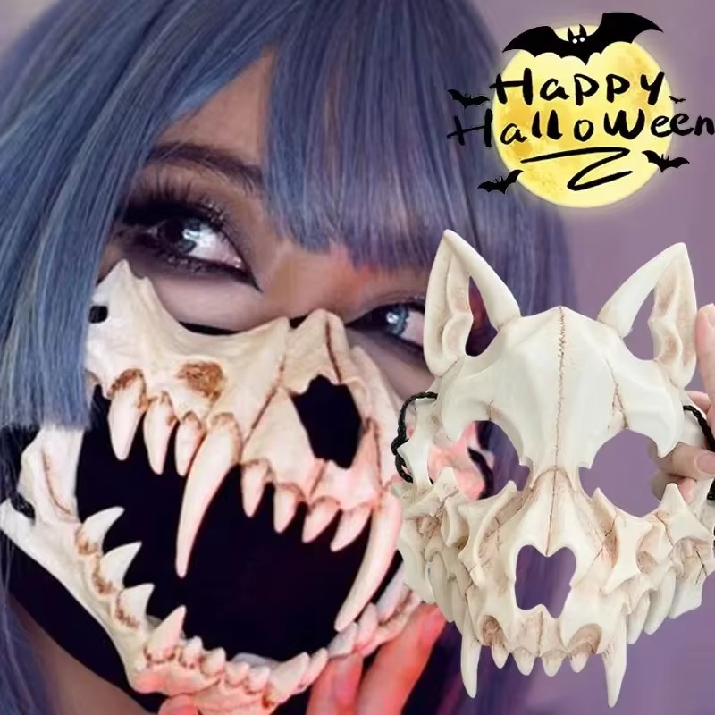 Halloween Plastic Skull Bone Mask Dress-Up Costumes for Halloween Party ...