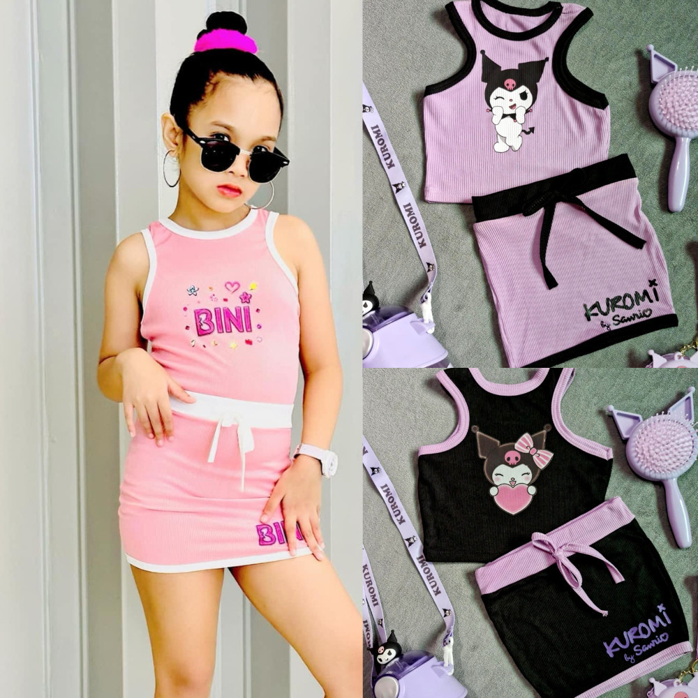 [ONHAND] HFB Racer Terno for Kids Knitted Racerback Sando and Skirt ...