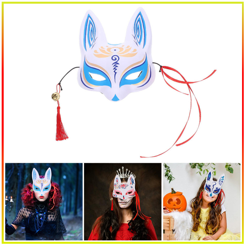 Sakura Fox Mask Japanese Style Half Face Masks Standing Ear Foxes ...