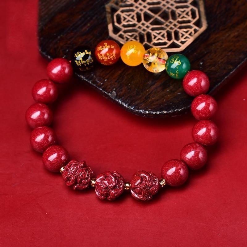 Cinnabar Triple Bracelet Five Gods of Wealth over the Year of Birth ...