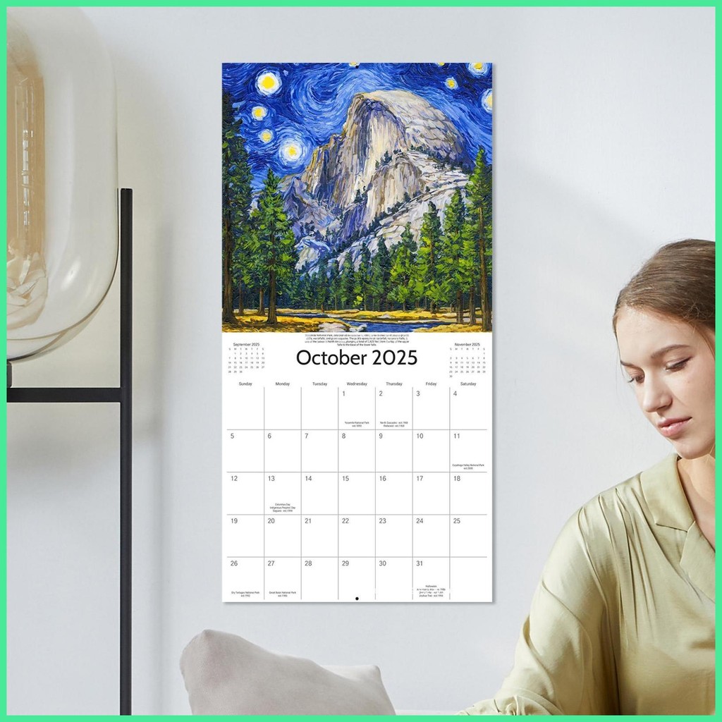 National 2025 Hangable Monthly Wall Calendar 2025 Starry Night Wall ...