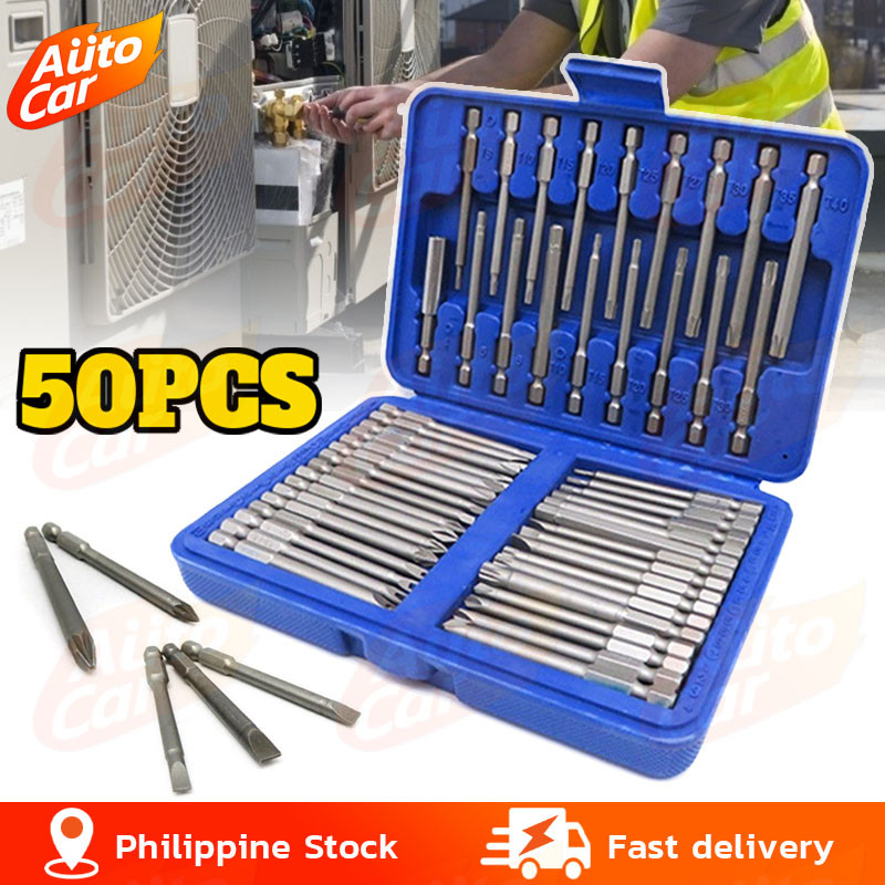 50pcs 75mm Extra Long Reach Bit Set Security Screwdriver Bits Torx Star Hex Bit Allen Wrench ...