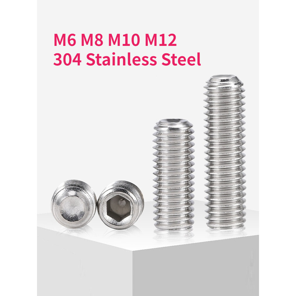 M6 M8 M10 M12 304 Stainless Steel Hex Socket Cup Point Set Screw Headless Hexagon Socket Grub ...