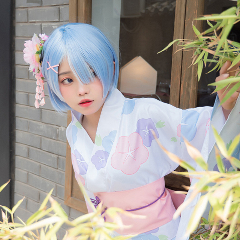 Children Style Japanese Kimono Rem cosplay Costume Women's Ram Yukata ...