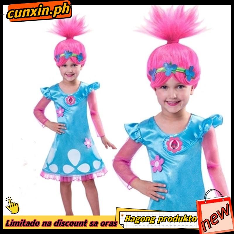 Trolls 2 Halloween Girls Trolls Costume Summer Princess Poppy Dress ...