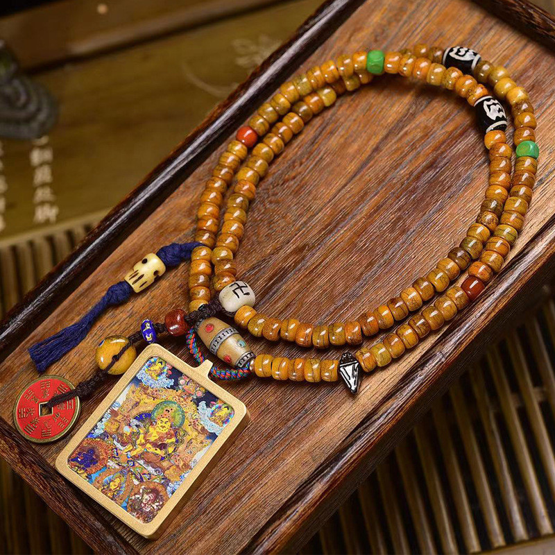 Tibetan Reclaimed Yak Bone 108 Prayer Beads Necklace - Tibetan Five-Way ...