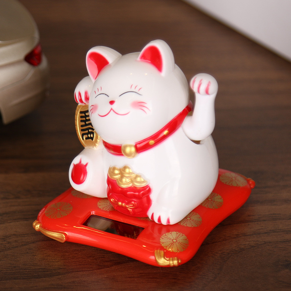 2.5 inch Wave Hand Cat Maneki Neko Lucky Cat Solar Waving Cats Good ...