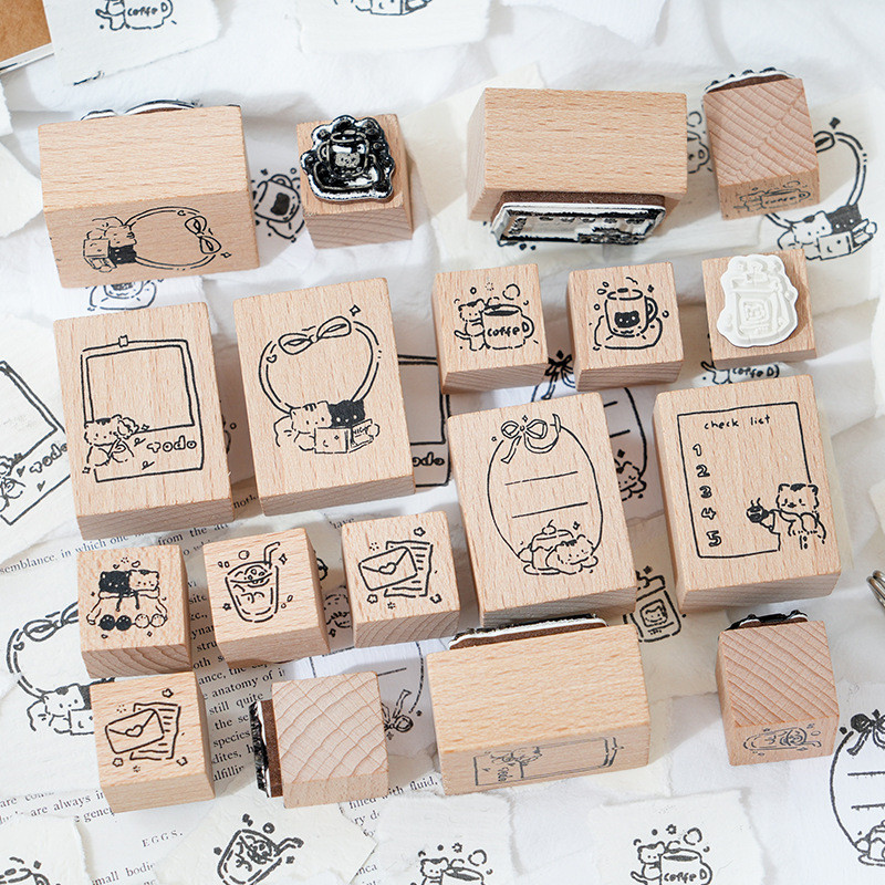 Cdaily|5 Pieces Cartoon Seal Set Box Cute Kitten Daily Seal Korean ...