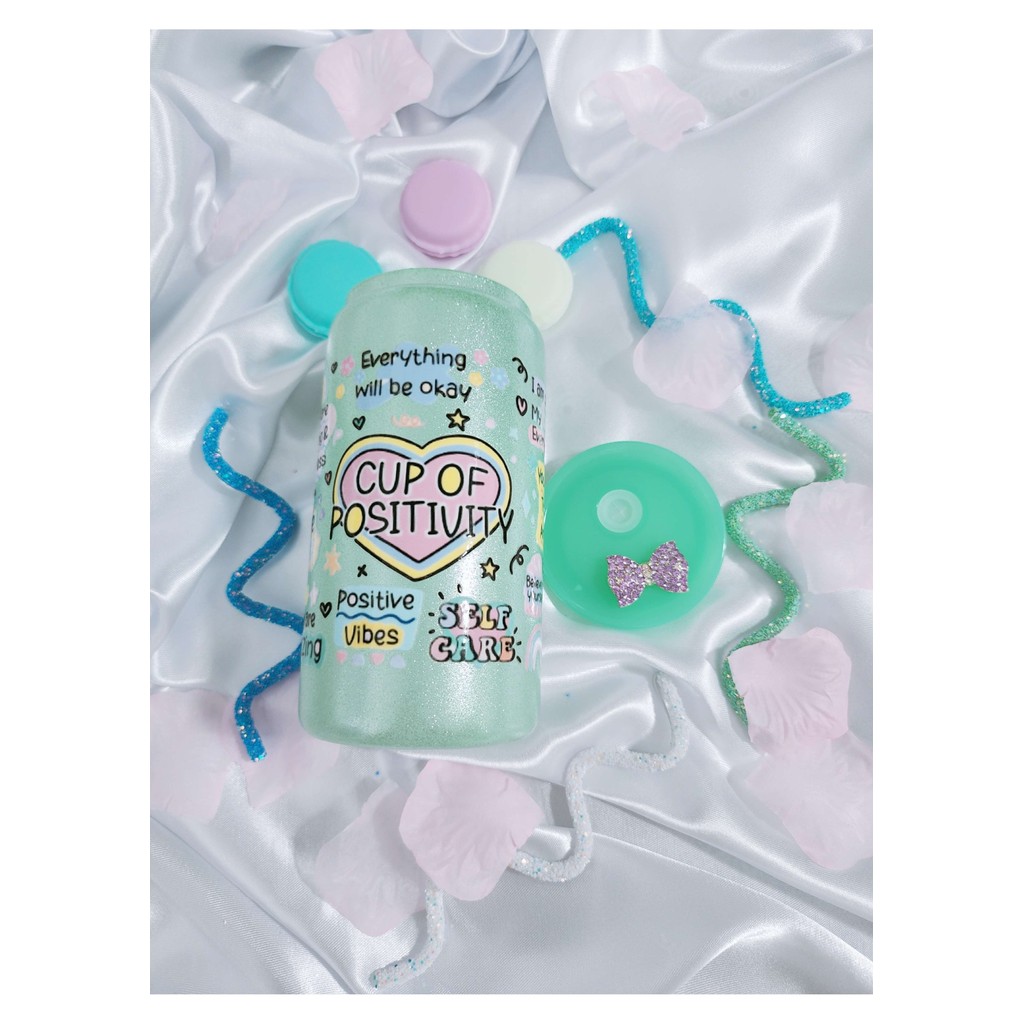 Customized Rough Glitter Soda Glass Can | UV DTF designs | 16 oz ...
