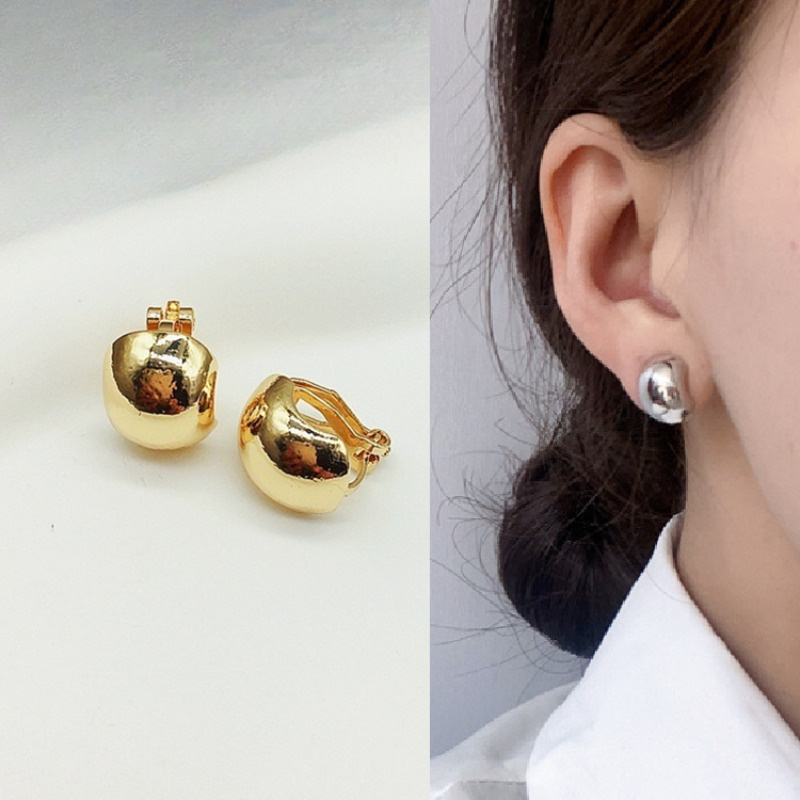 Metal semicircle Clip Earrings No Hole Ear Clips Metal beans Clip on ...