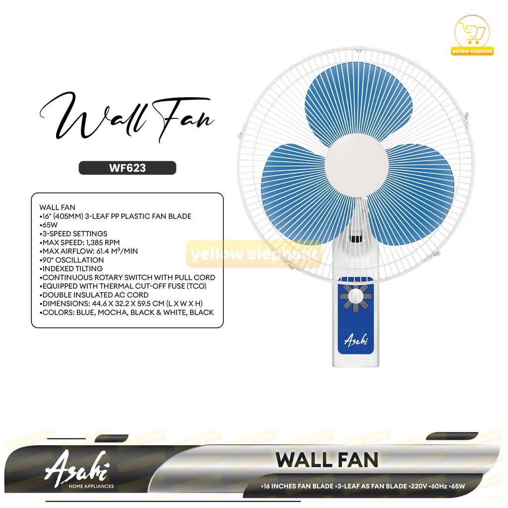 Asahi Wall Fan 16 Inches (65W) WF623 | Shopee Philippines