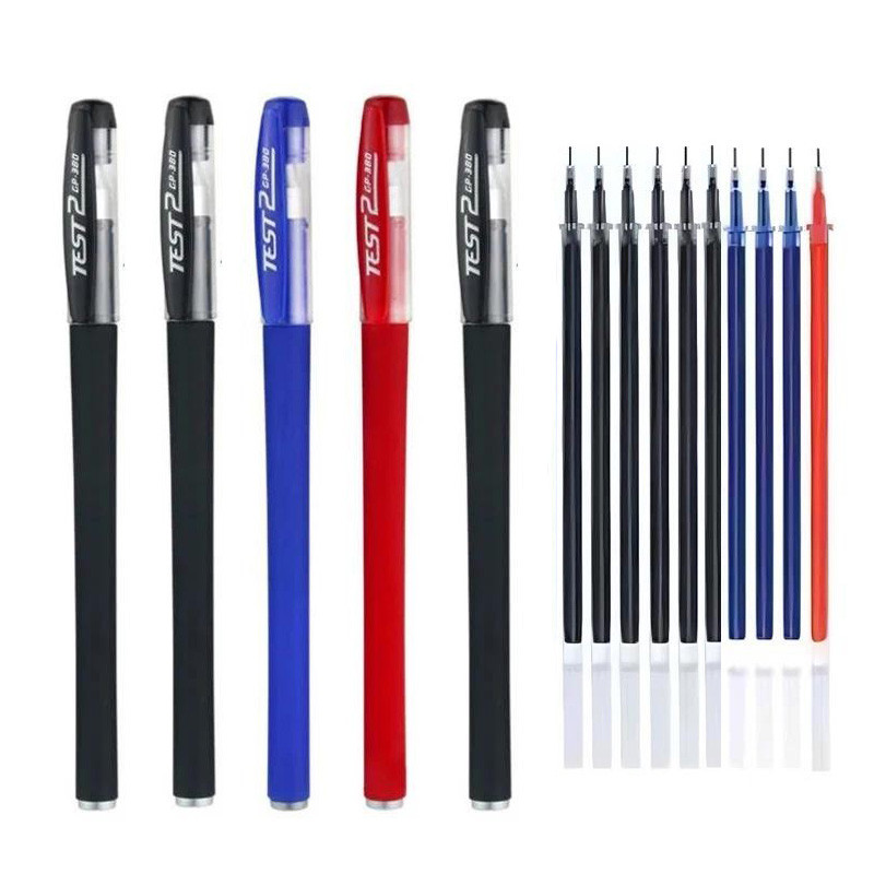 2 Pen + 10 Refill Ballpen Set Gel Pen Black Gel Ink Office School Fine ...