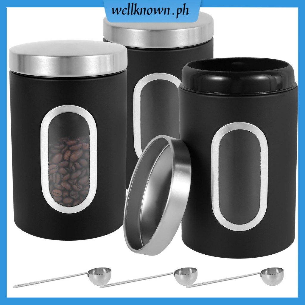 Coffee Tea Sugar Container Set Airtight Coffee Canister Stainless Steel ...