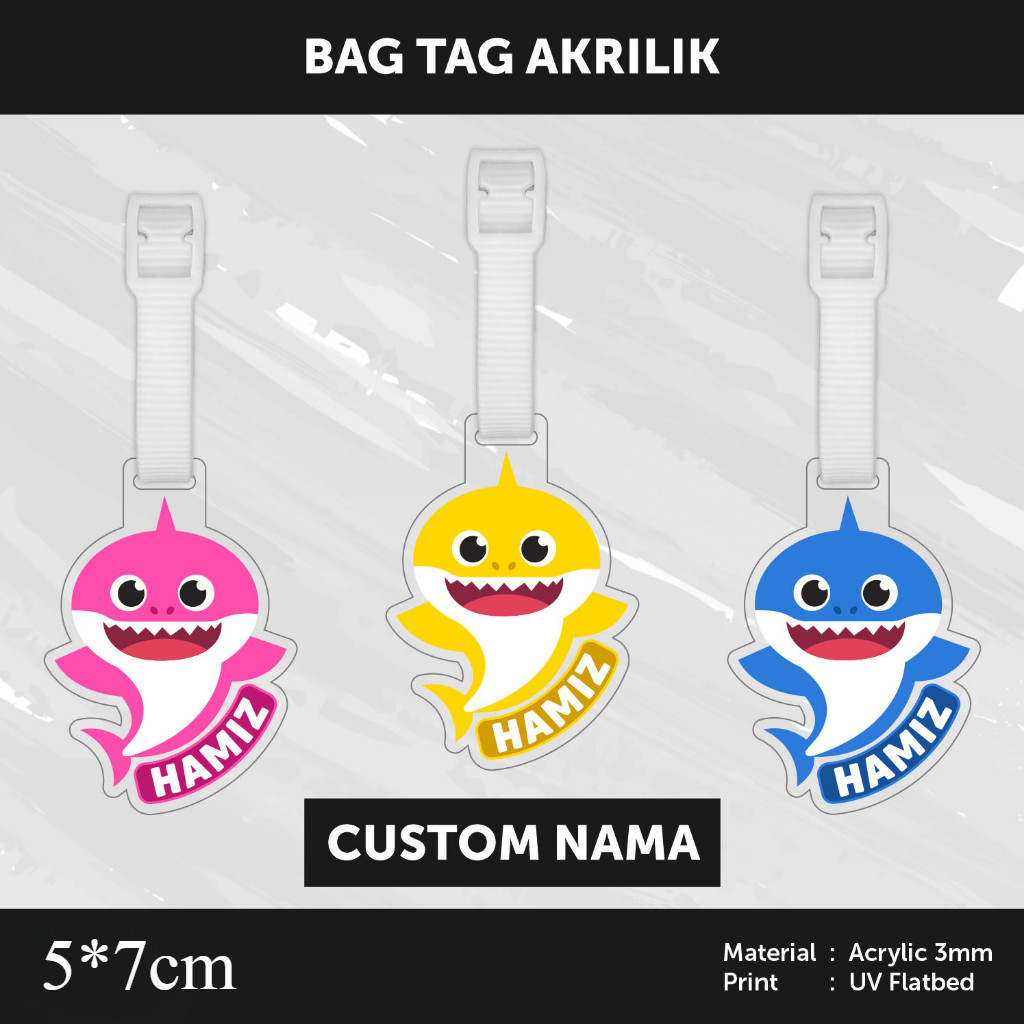 Custom Baby Shark Keychain - Acrylic Name Keychain Bag Tag Luggage Kids ...
