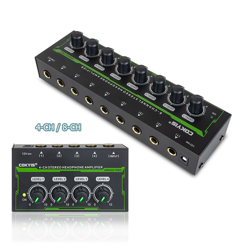HA400/HA800/HA800S PRO 4/8 CH Stereo Headphones Amplifier 6.35mm Volume ...