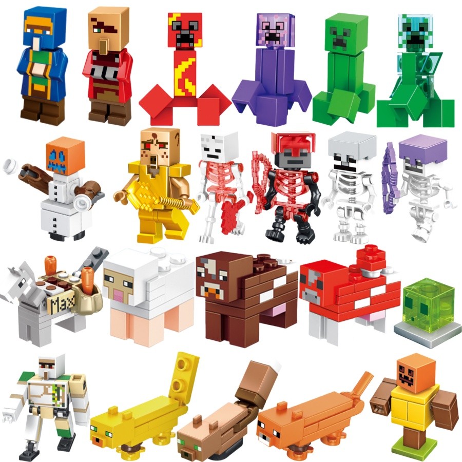 Minecraft Action Figure Steve Alex Villager Piglin Iron Golems ...