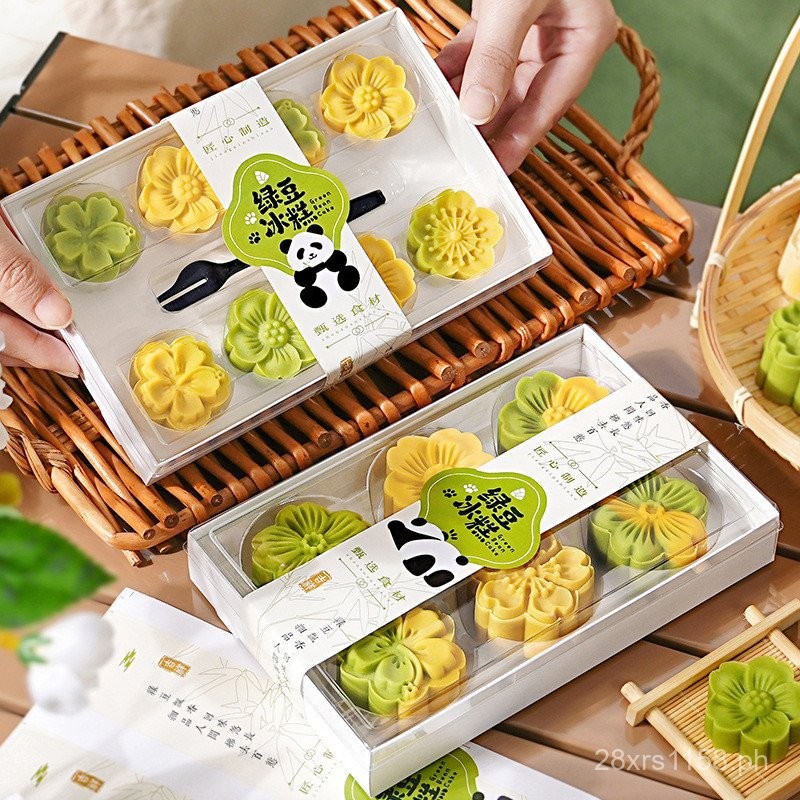 Gift Box Mooncake8Ice Packaging Box Mung Bean Cake Baking Grain Sticker ...