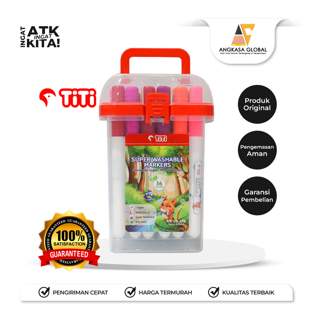 TITI 36C EASY TO WASH COLOR MARKERS/ SUPER WASHABLE MARKERS TI-SWM-36 ...