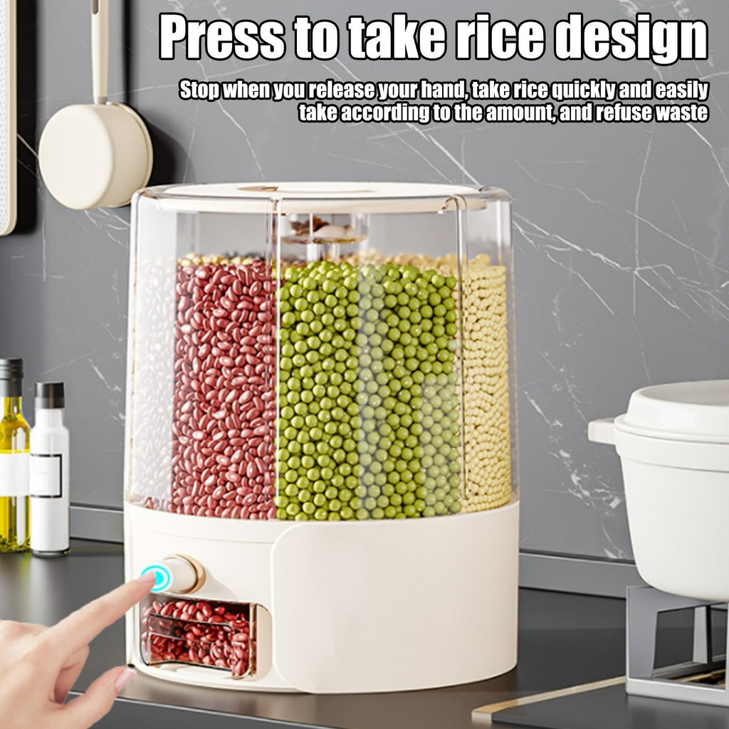 Rice and Grain Dispenser Rotating Rice Bucket Food-grade Airtight ...