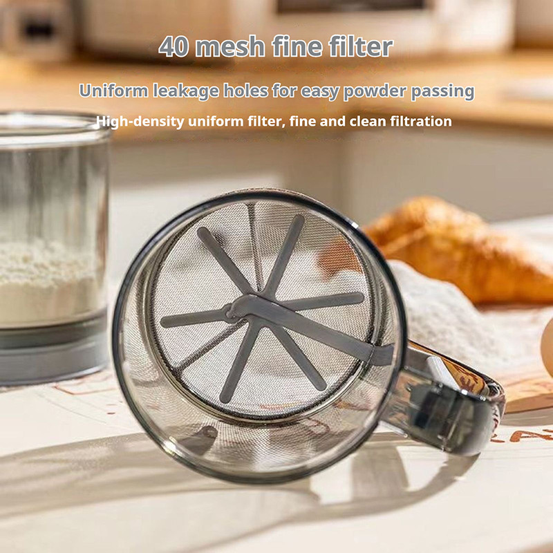 Cup Type Semi-Automatic Handheld Flour Sieve Household Baking Sieve ...