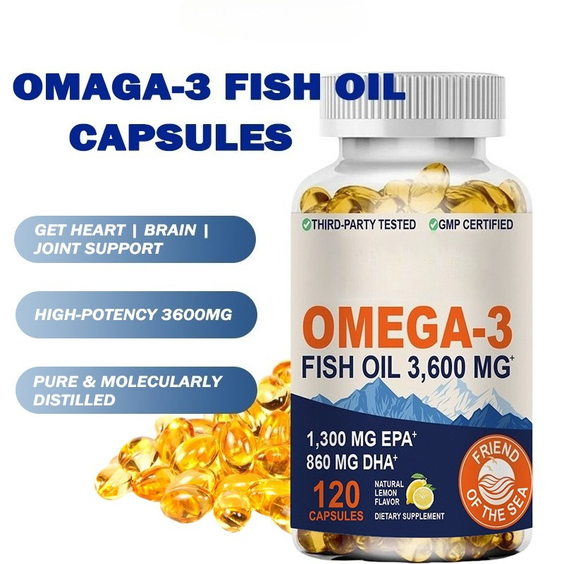 Fish Oil Omega 3 Capsules with EPA DHA for Heart Brain Joint Health ...