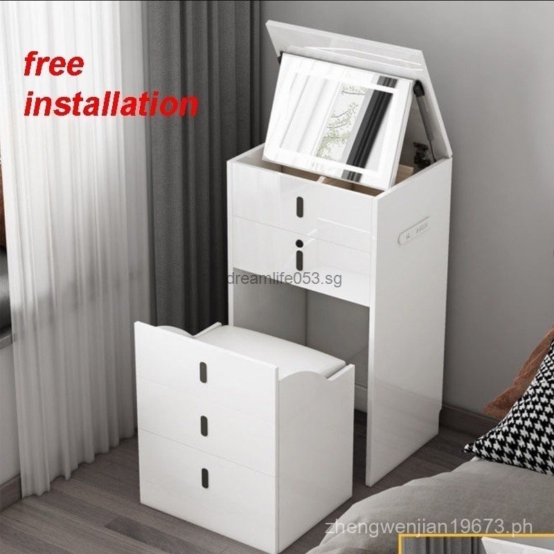 Bedroom Dressing Table with Mirror Storage Cabinet Makeup Table Modern ...