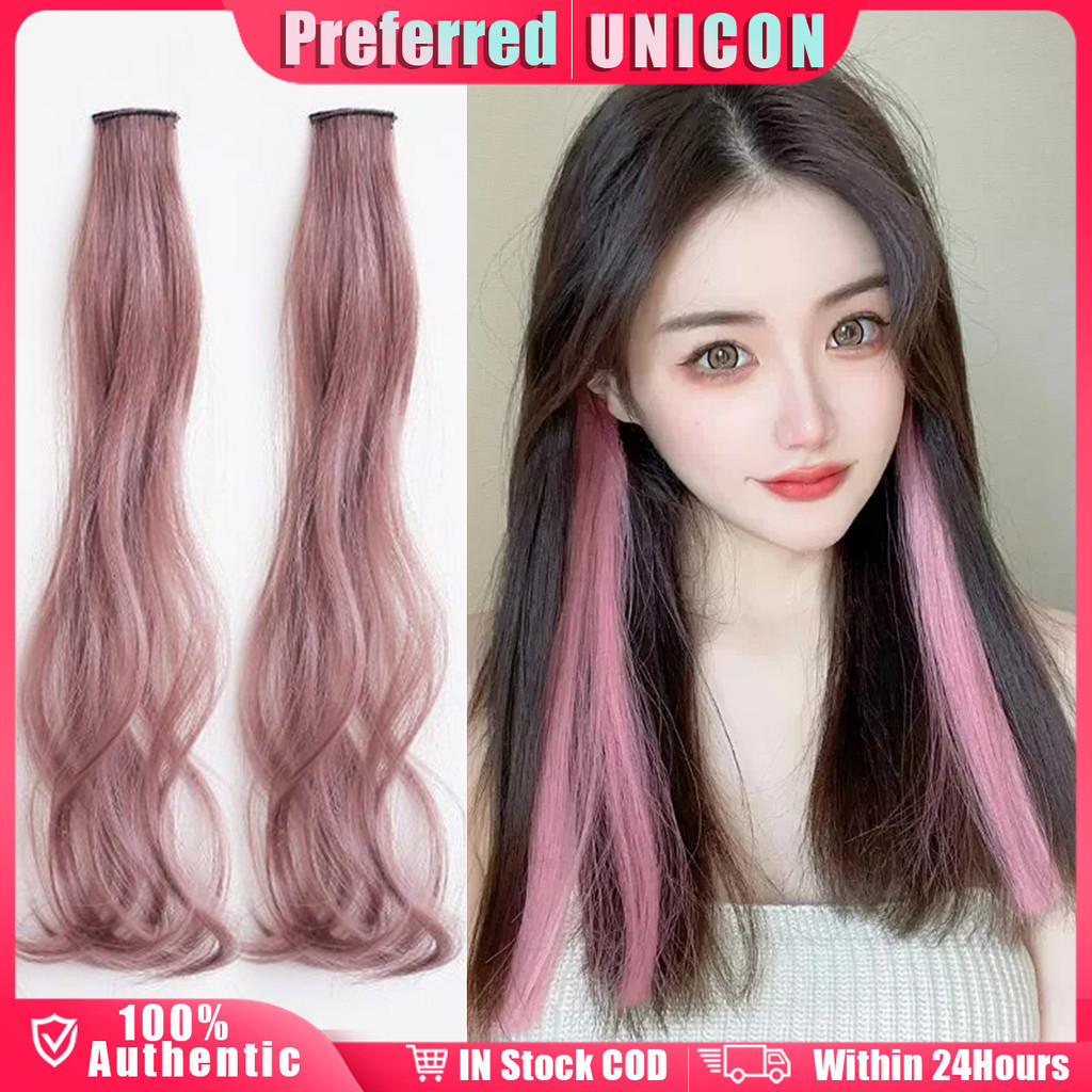 Girls and Kids Pink Curly Hair Extension Invisible Clip Synthetic Wig ...