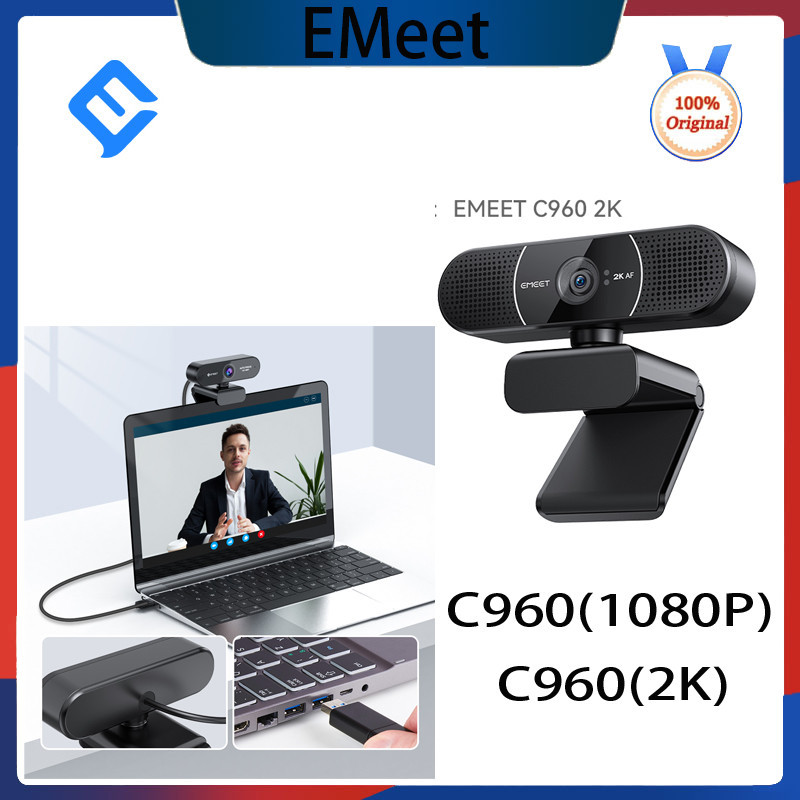 eMeet C960 Web Camera (1080P 2K Webcam with Microphone, 2 Mics ...