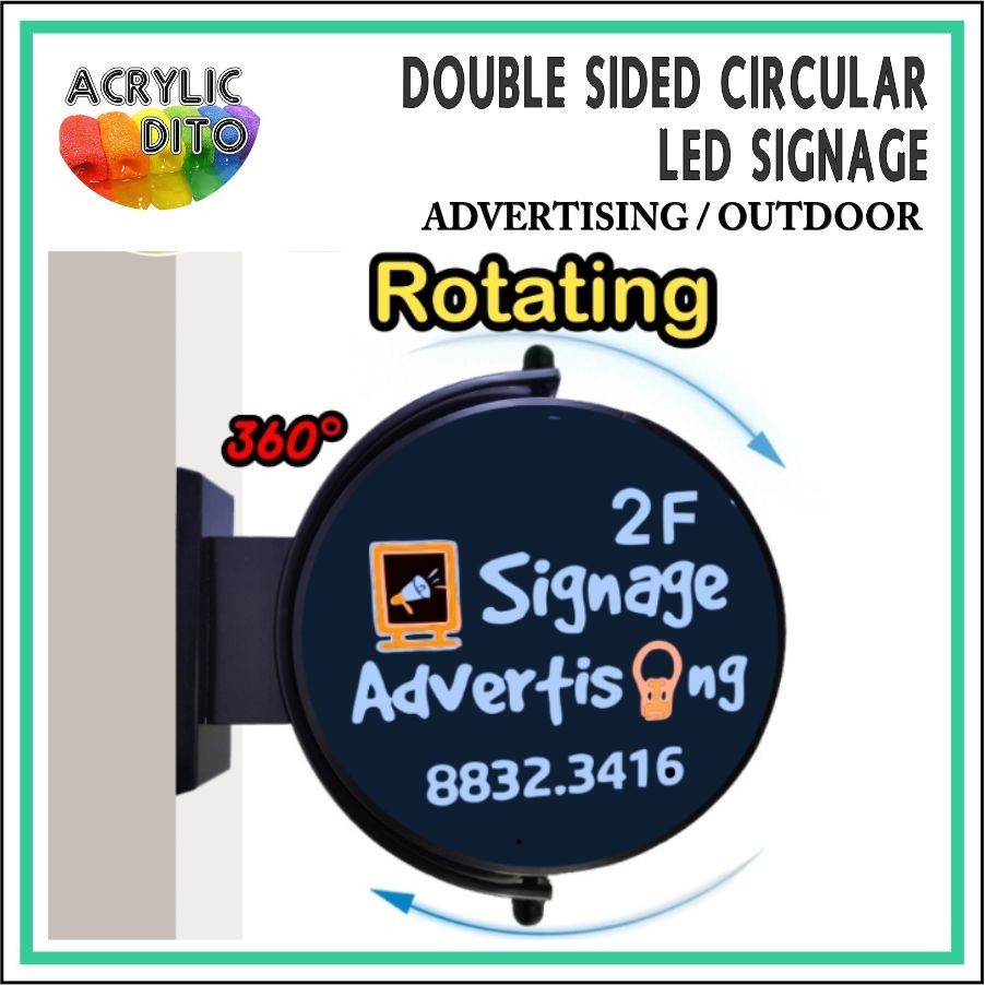 360 Rotating Round LED Signage / Light Box Outdoor Acrylic Double Sign ...