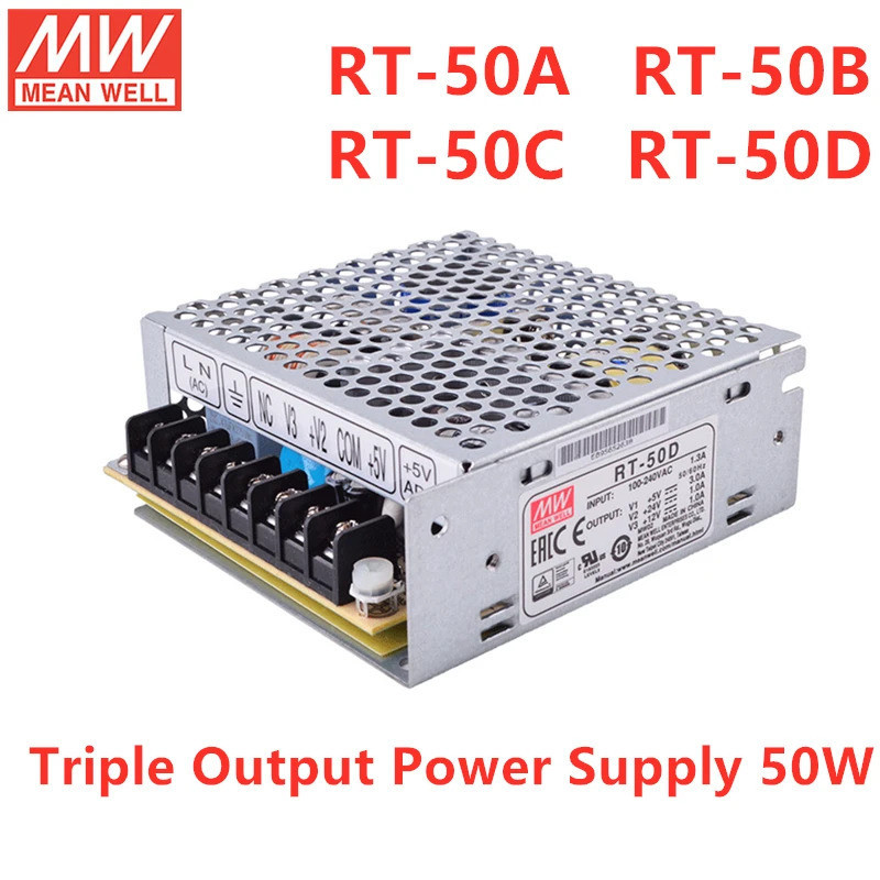 MEAN WELL RT-50 Series Triple Output Switching Power Supply 50W RT-50A RT-50B RT-50C RT-50D ...