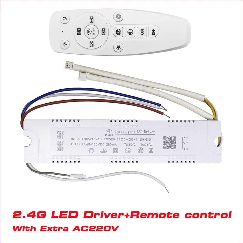 1Pair 2.4G Intelligent LED Driver 40-60Wx4 +220V Remote Control & APP ...