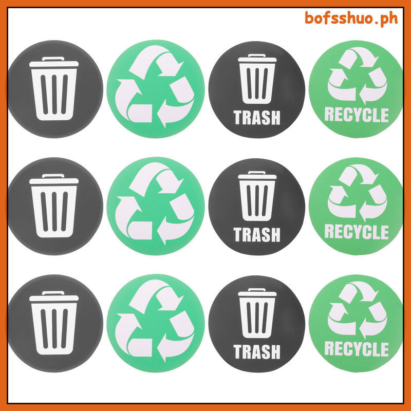 12 Pcs Stickers Garbage Classification Waste Bin Sign Can Labels ...