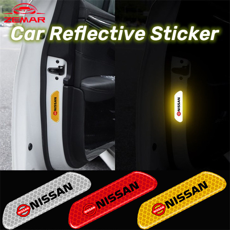 4pc Nissan Car Door Reflective Stickers Safety Anti-collision Warning ...