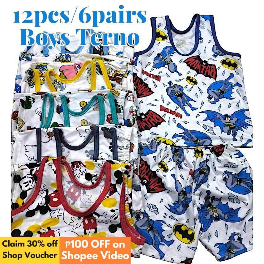 12pcs/6pairs or 6pcs/3pairs Terno for Kids Boys Printed Character Sando ...