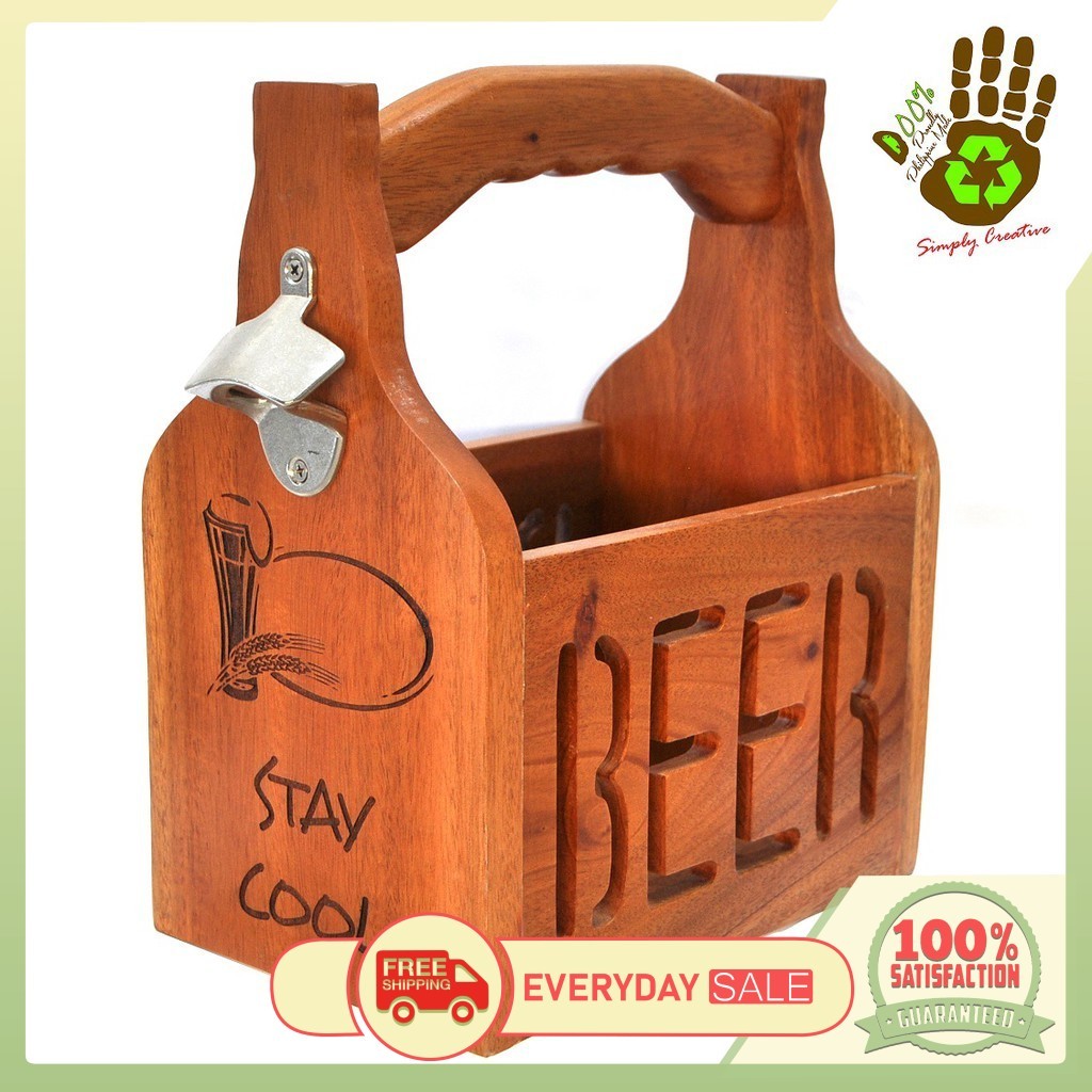 Simply Creative, Wooden Beer Bucket with Engraved Stay Cool, Souvenir ...