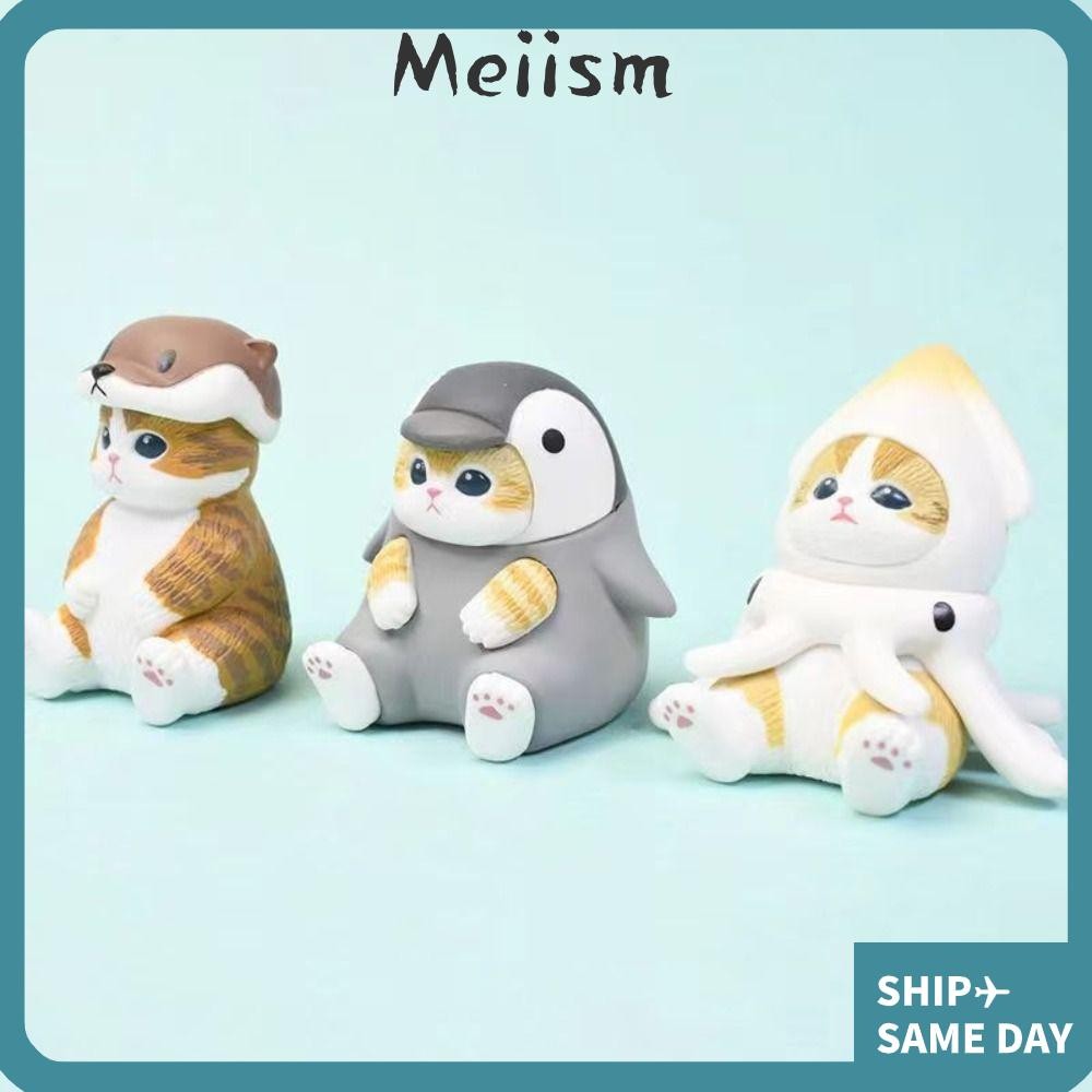 MEIISM Mofusand Cat , PVC Cute Mofusand Cats Figures, DIY Desktop ...