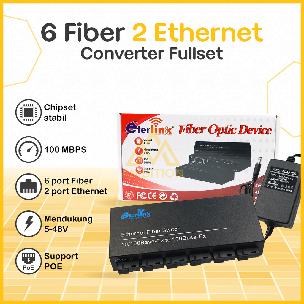 100mbps 6 ports sc Fiber 2 ports RJ45 Fiber Optic Ethernet Converter ...