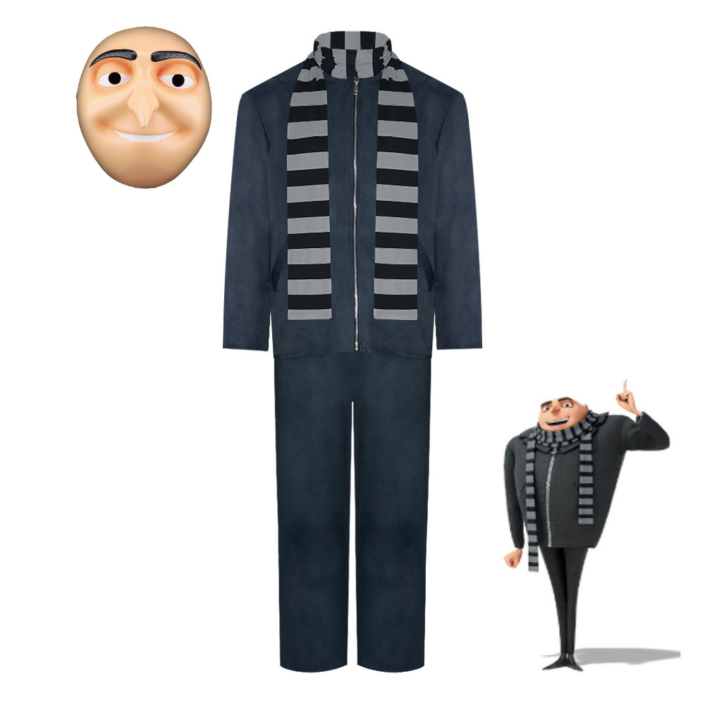 Movie Despicable Me/Gru's cosplay Costume Zipper Jacket, Striped Scarf ...