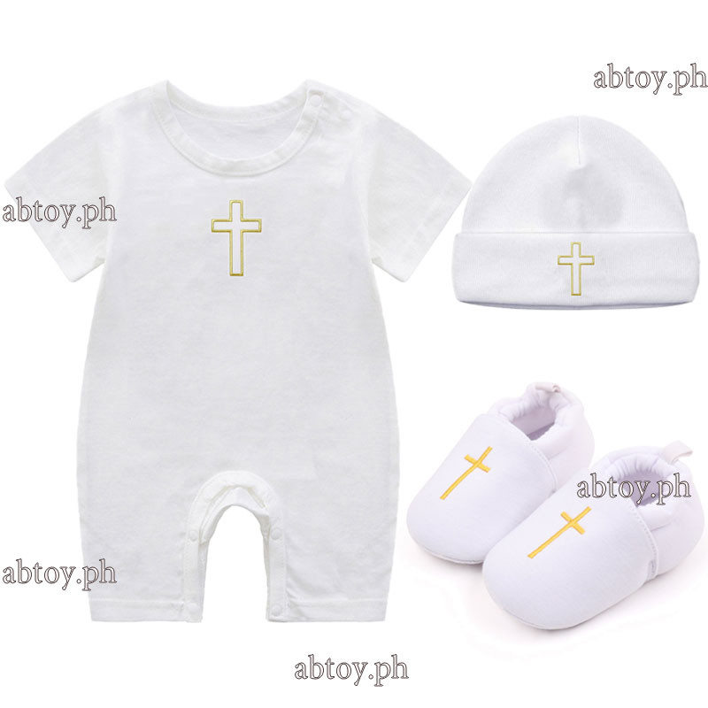 White Baptismal Clothes for Boy Girl Gold Cross Unique Bodysuit Cotton ...
