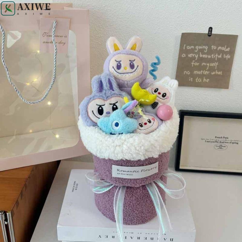 AXIWE Labubu Plush Doll Bouquet, Stuffed Cute Cartoon Plush Flower ...